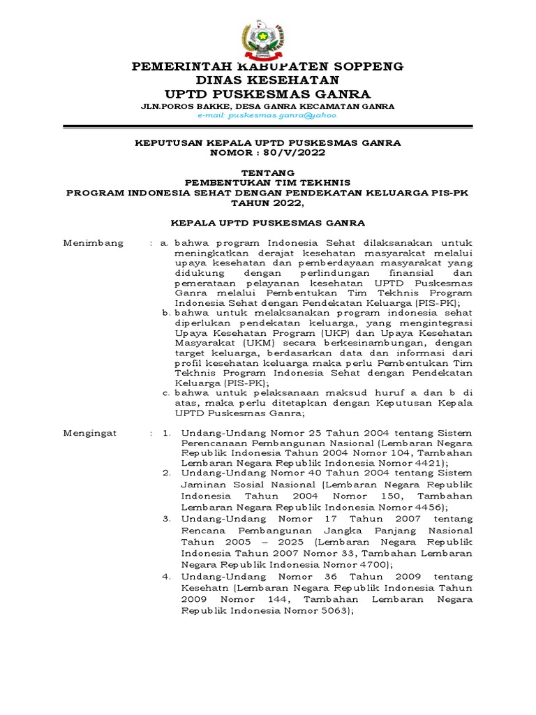 SK Tim Teknis Program | PDF