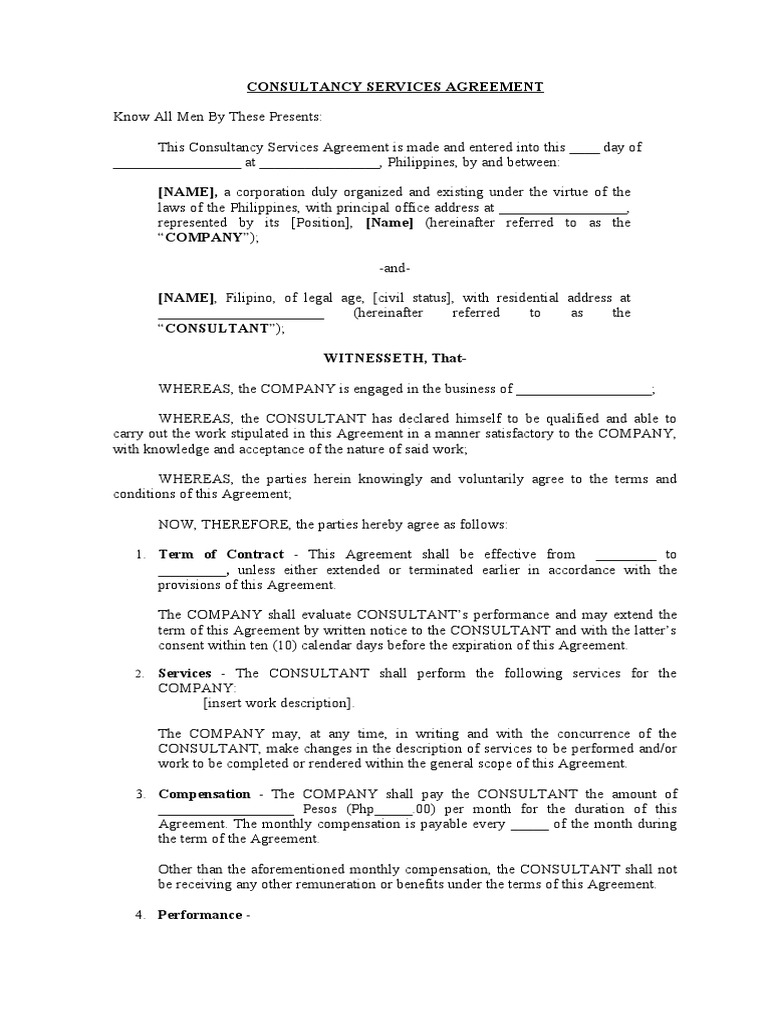 Consultancy Contract - Sample | PDF | Private Law | Civil Law (Legal ...