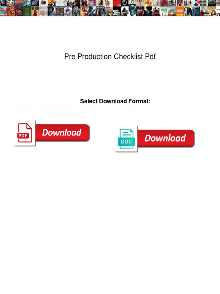 Pre Production Checklist PDF | PDF | Filmmaking