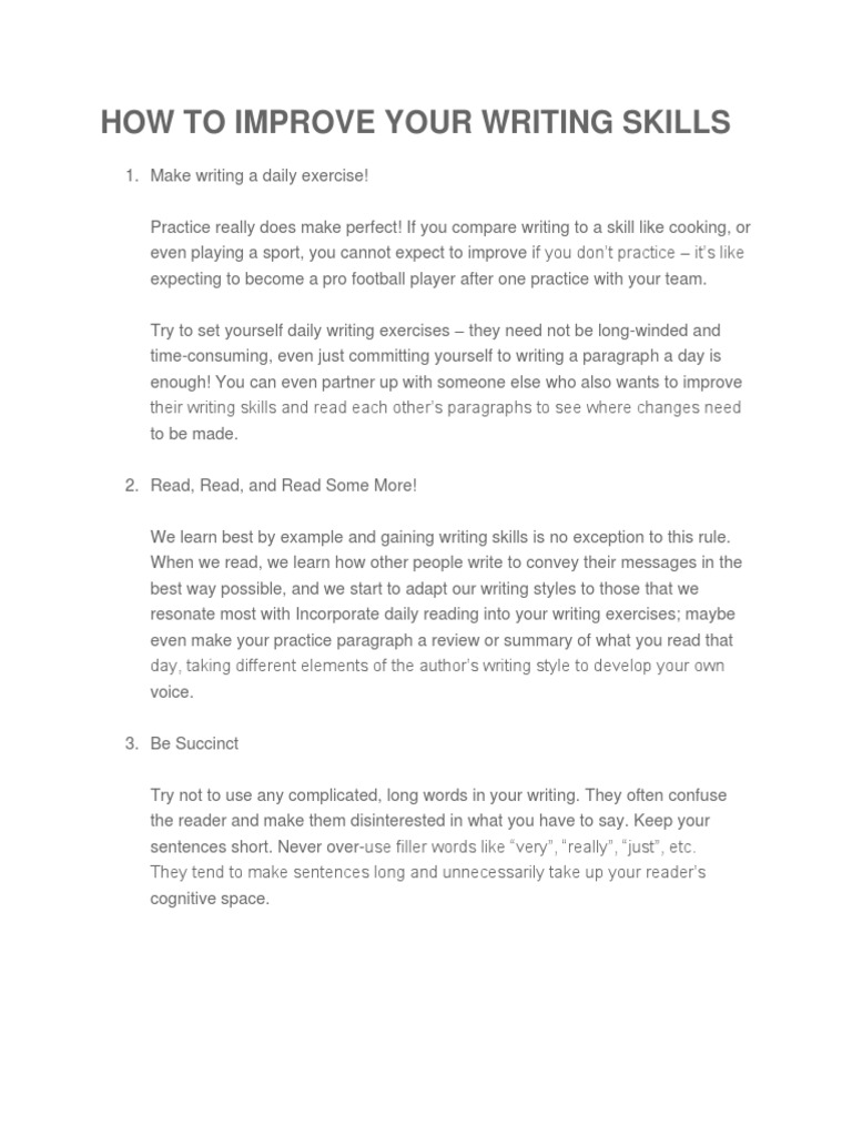 How To Improve Your Writing Skills | PDF | Information | Writing