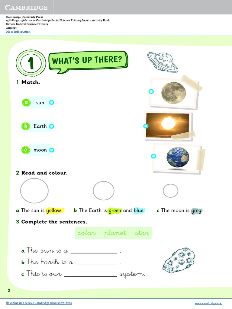Cambridge Activity Book | PDF | Moon | Sun