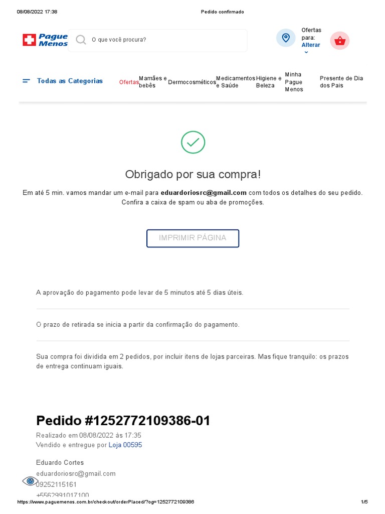 Pedido confirmado | PDF