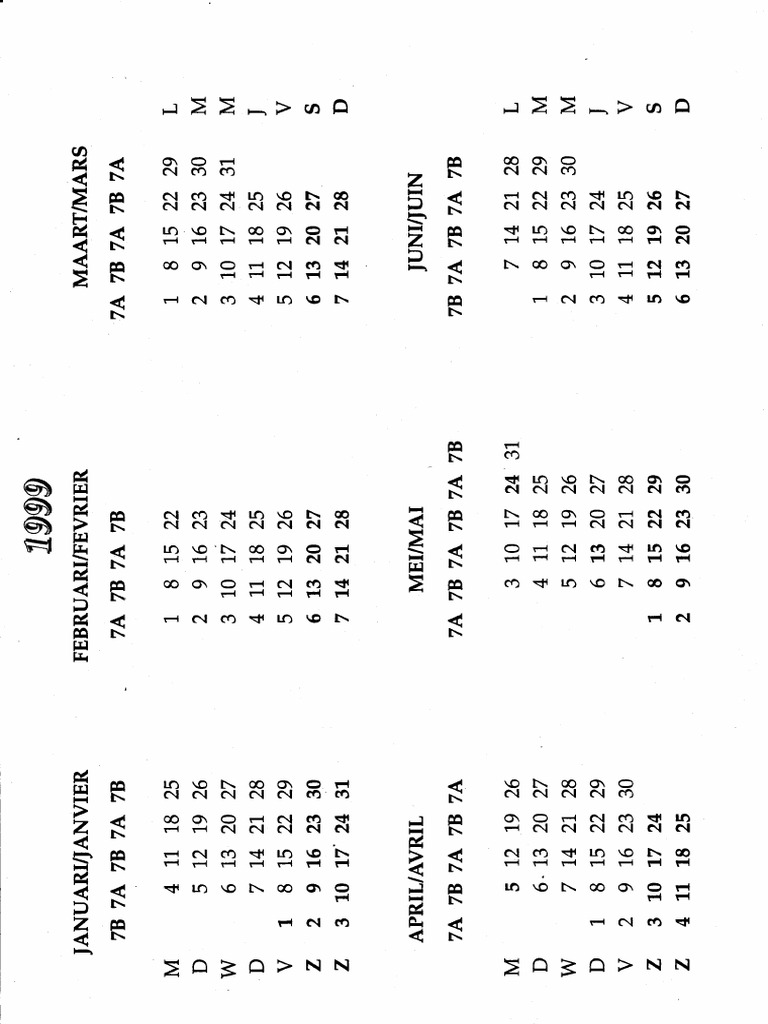 Calendrier 1999 | PDF