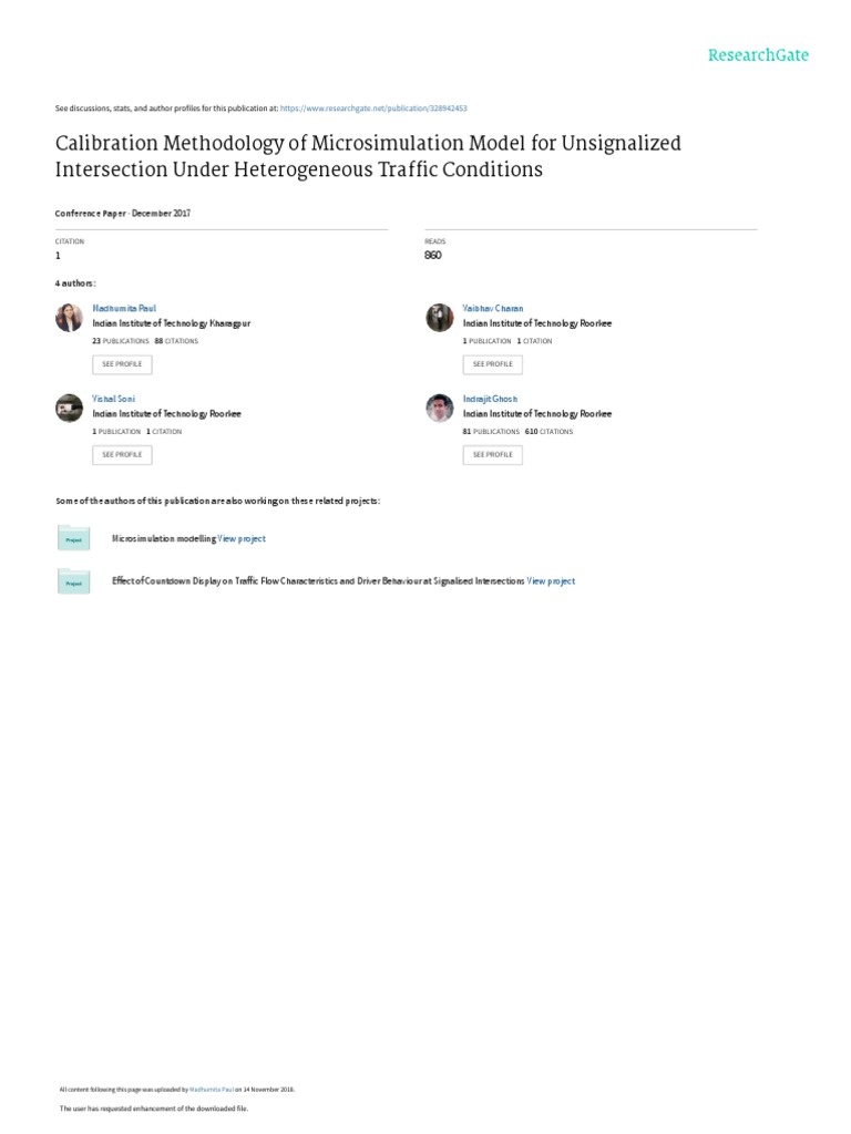 Calibration Methodology of Microsimulation Model For Unsignalized Intersection Under ...