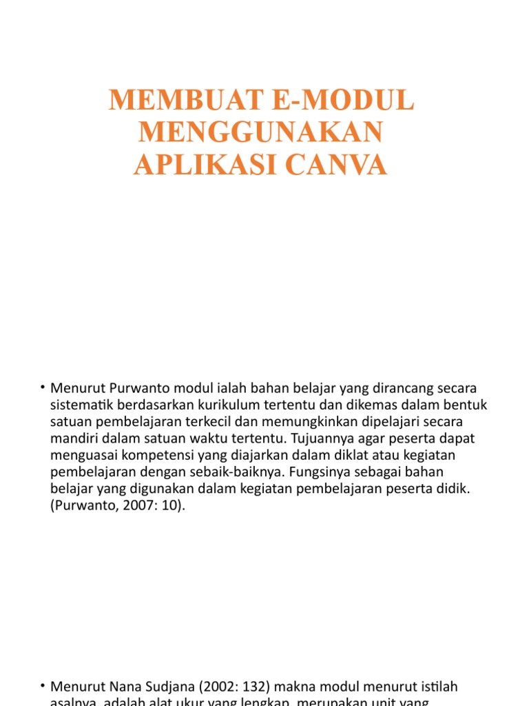 Membuat E-Modul Menggunakan Aplikasi Canva | PDF