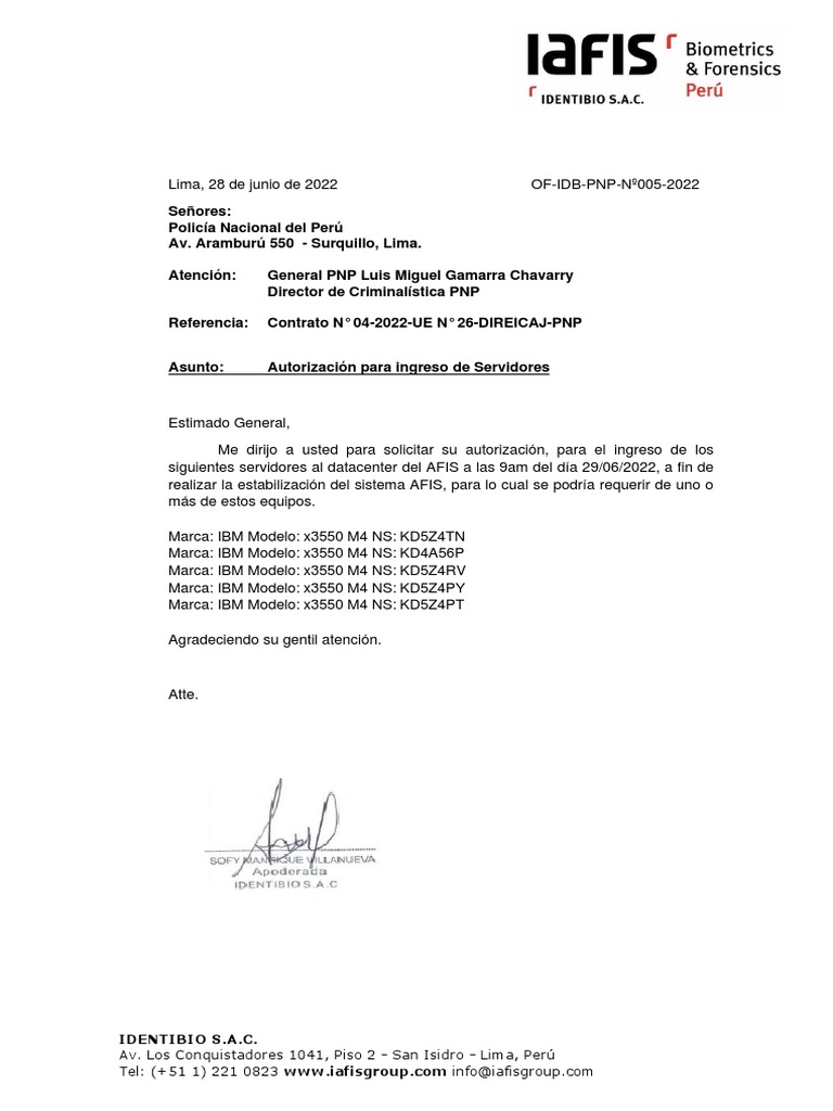 Oficio 0052022 Afis-Pnp | PDF