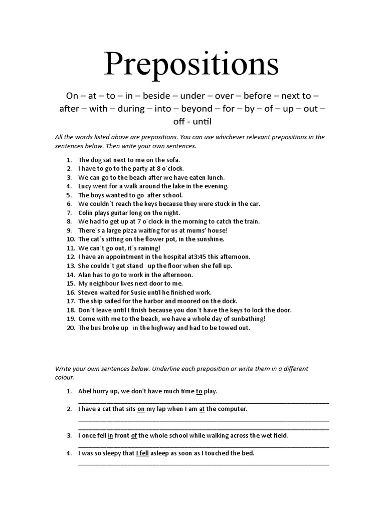 Preposition Usage Practice Guide | PDF | Ships