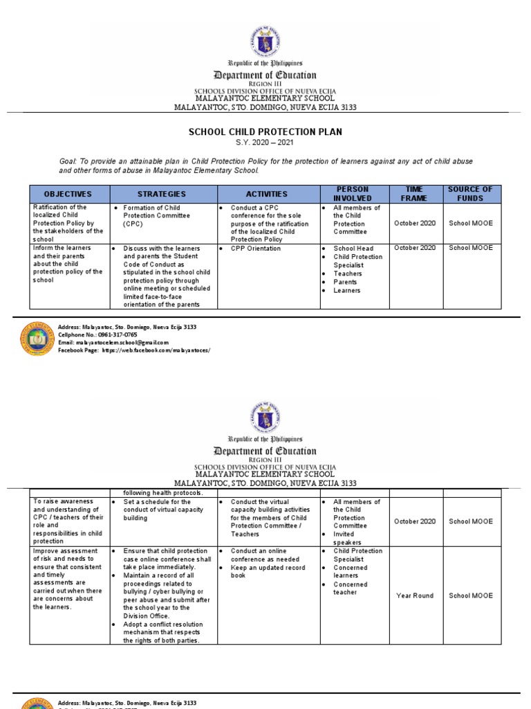 School Child Protection Policy Plan | PDF | Child Protection | Social ...