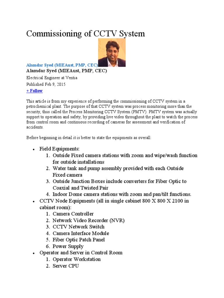 Commissioning Process for CCTV Systems | PDF | Power Supply | Thermostat