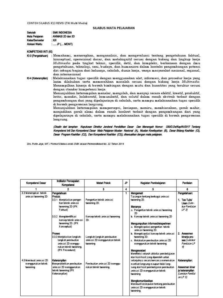 Contoh Silabus K13 Revisi | PDF