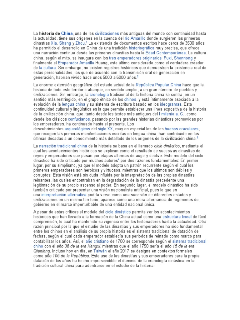 Historia y Dinastías de China | PDF | Historia de china | China