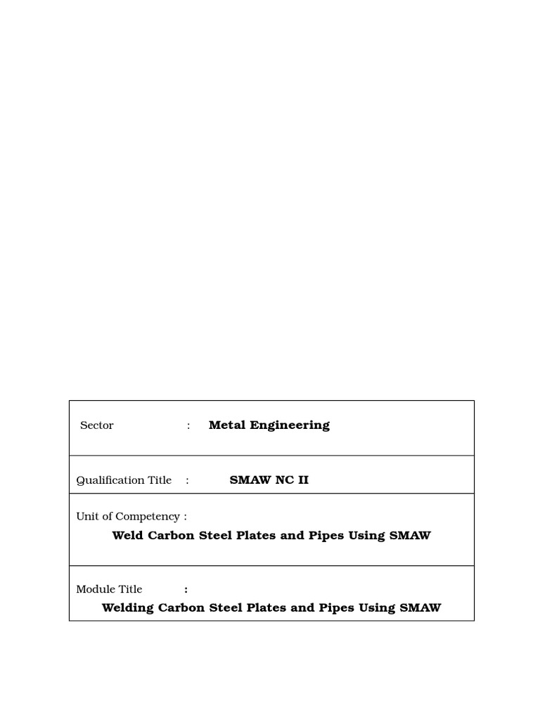Training Plan for Welding Carbon Steel Plates and Pipes Using SMAW ...