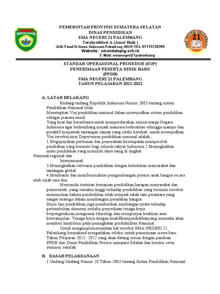 Sop PPDB 21 | PDF