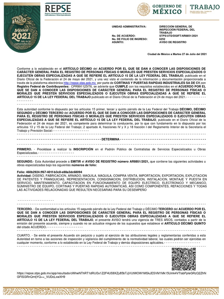 Registro Ante La STPS (REPSE) | PDF | Justicia | Crimen y violencia