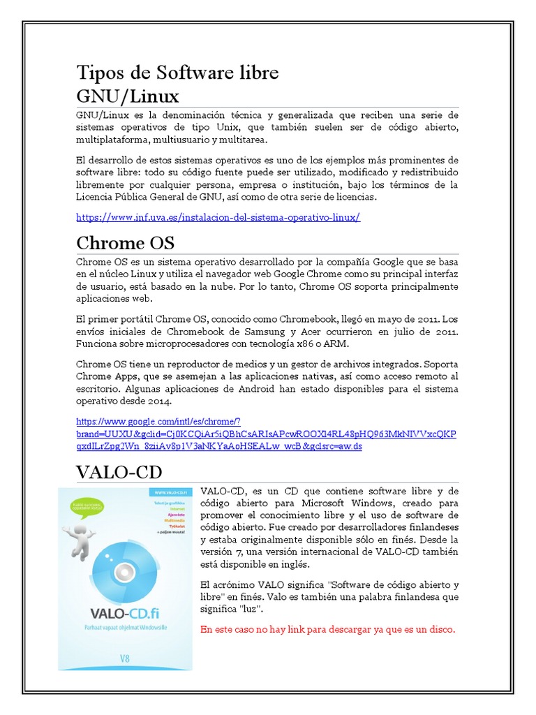 Tipos de Software Libre | PDF | Distribución de Linux | Software libre
