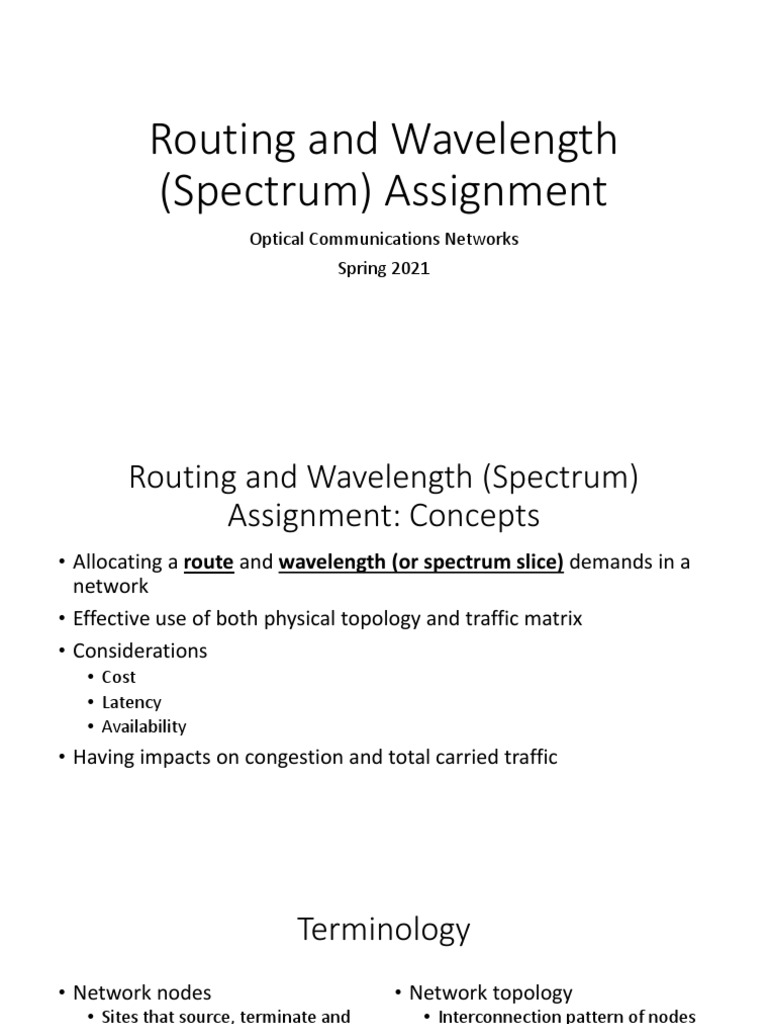 Routing and Wavelength (Spectrum) Assignment | PDF | Routing | Computer Network