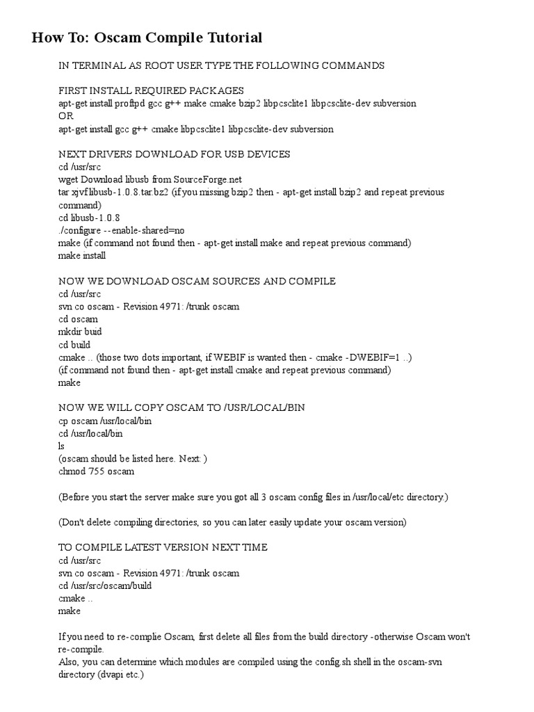 How To - Oscam Compile Tutorial | PDF | Software Development | Computer Engineering