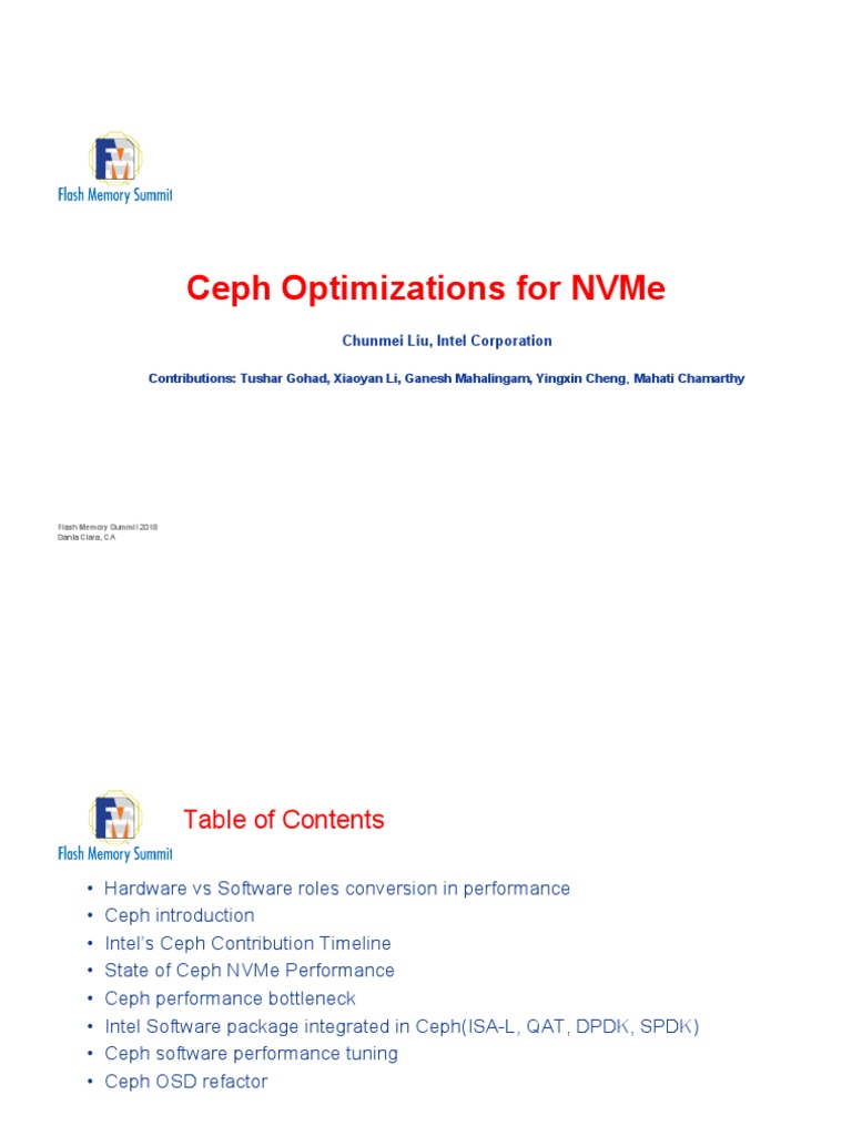 Ceph Optimizations For Nvme: Chunmei Liu, Intel Corporation | Download Free PDF | Thread ...