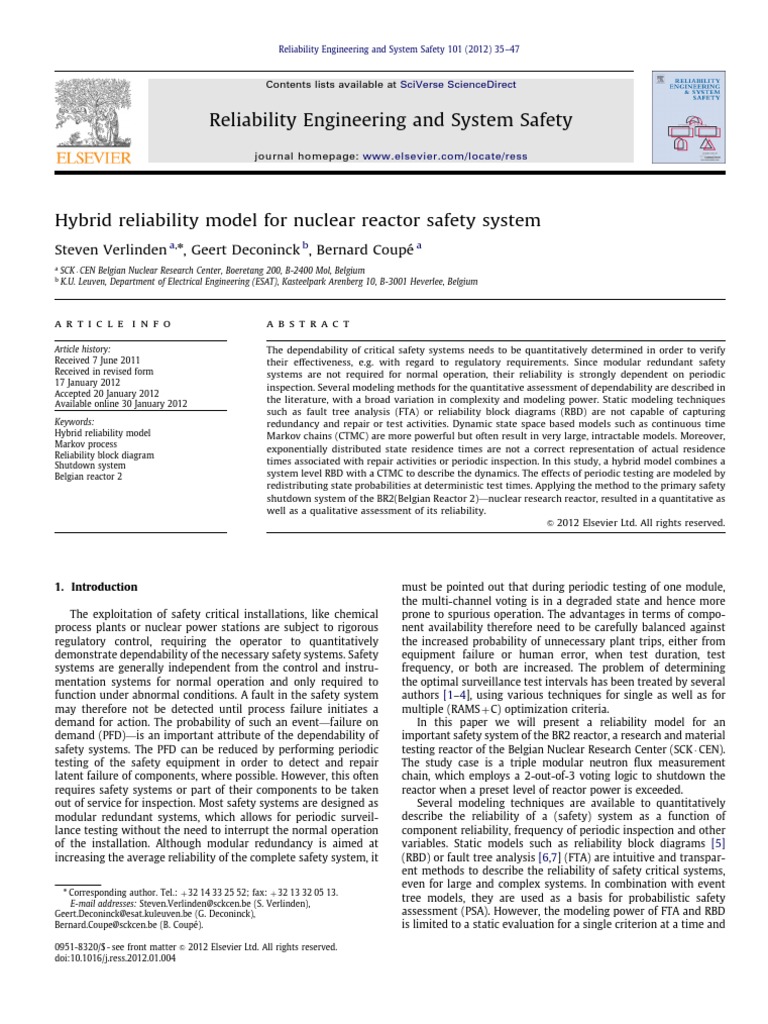 Quantitative Reliability Assessment of the Primary Safety Shutdown ...