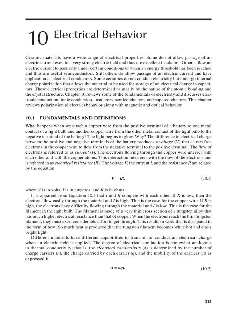 Electrical Behavior | PDF | Electrical Resistivity And Conductivity ...