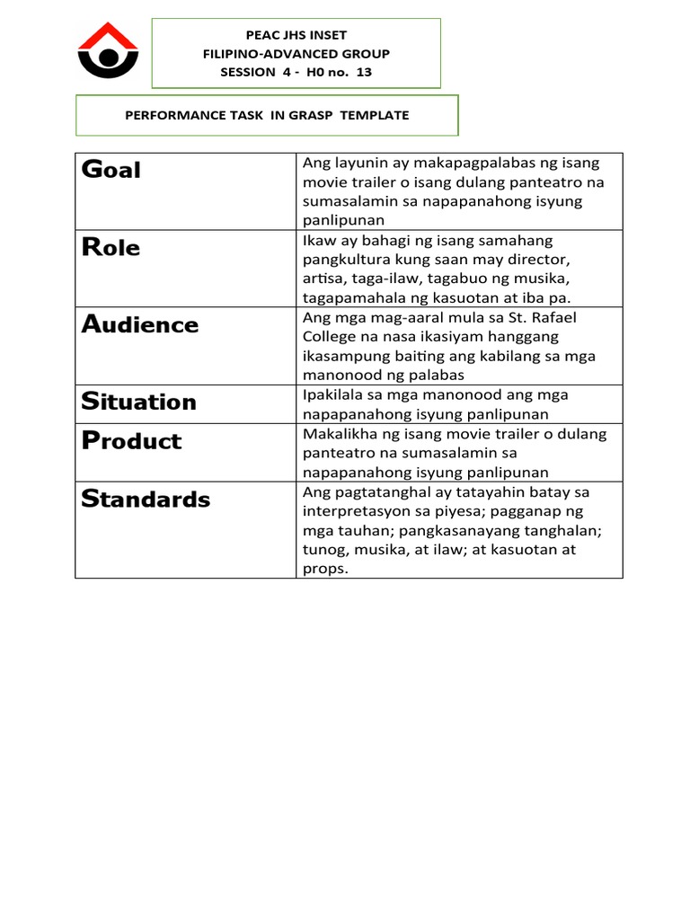 PERFORMANCE-TASKS-IN-GRASP-TEMPLATE (1) | PDF