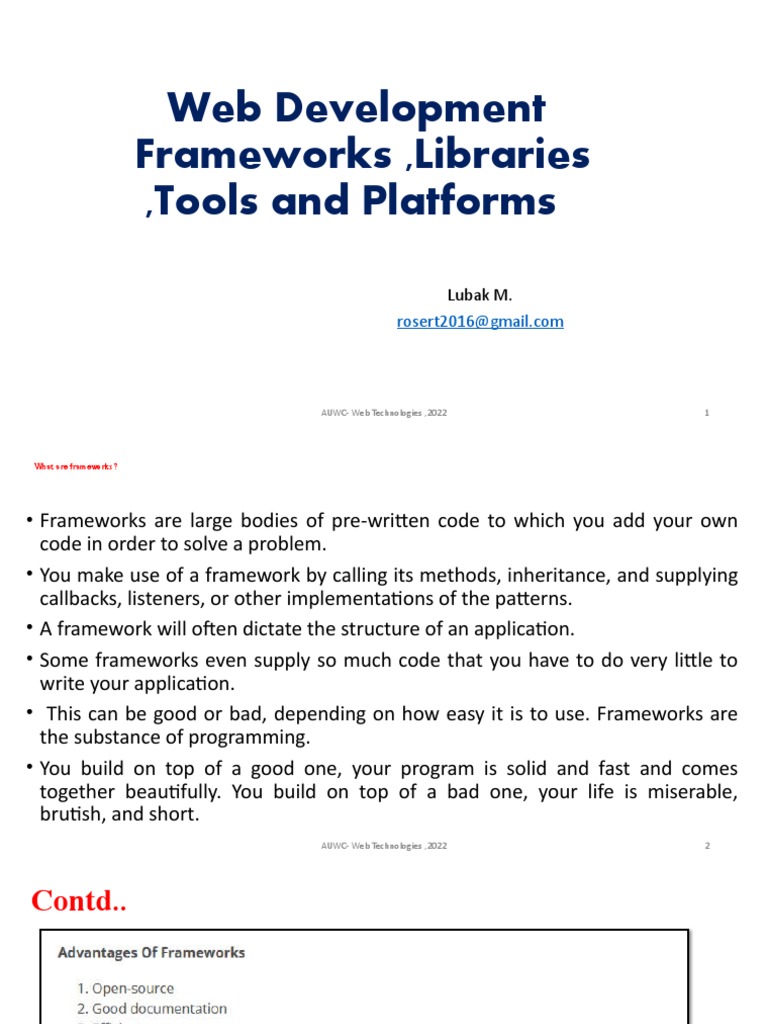Web Development Frameworks, Tools and Platforms | PDF | Ajax ...