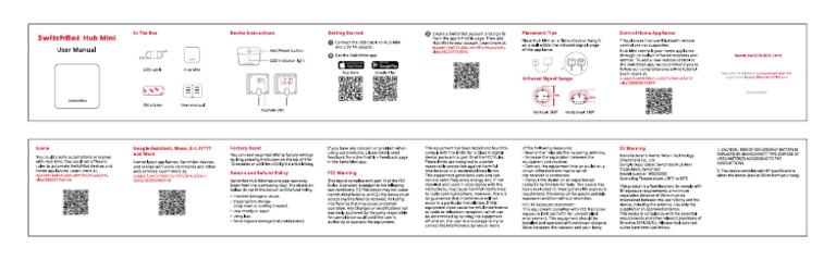 SwitchBot Hub Mini User Manual | PDF