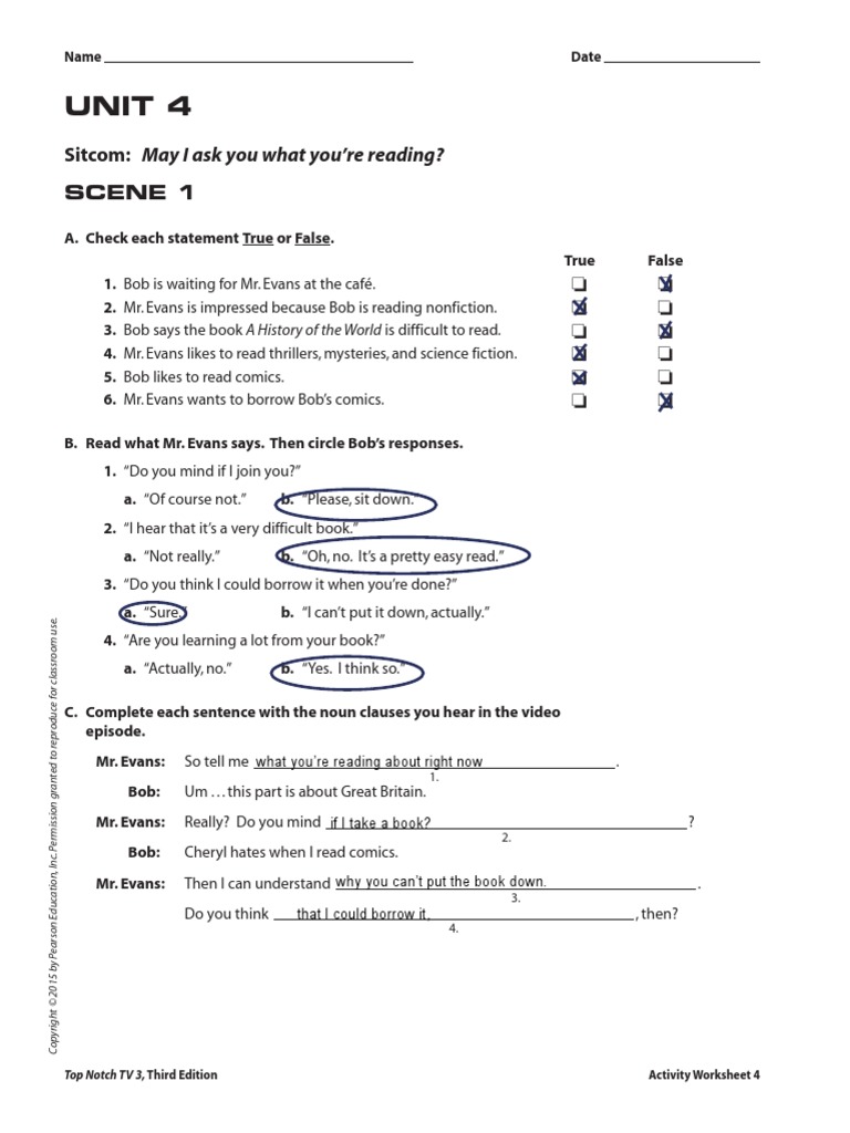 UNIT - 04 - TV - Activity - Worksheets 5th Level | PDF