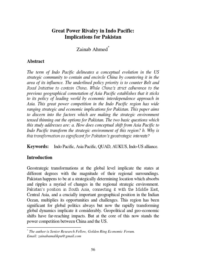 Indo-Pacific Rivalry's Impact on Pakistan | PDF | Pakistan | Afghanistan