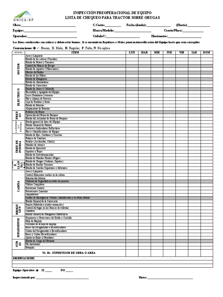 HSE-F0143-5 Preoperacional Maquinaria 1 | PDF | Acelerador | Eje