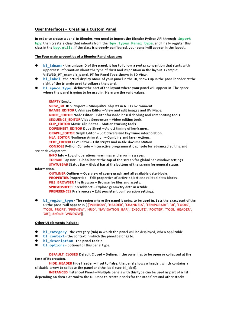12 - User Interface - Creating A Panel | PDF | Class (Computer ...