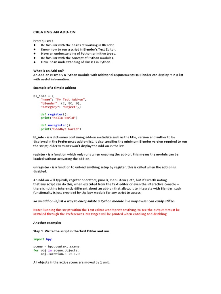 10 - Creating An Add-On | Download Free PDF | Blender (Software ...