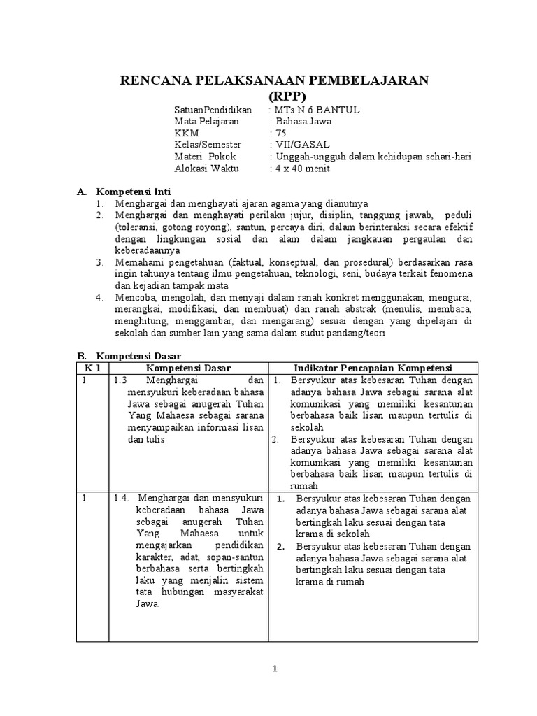 RPP KLS 7 Adiwiyata | PDF