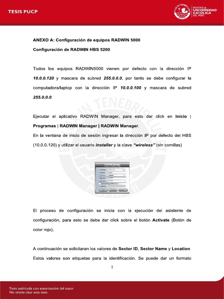 Configuracion Radwin | PDF