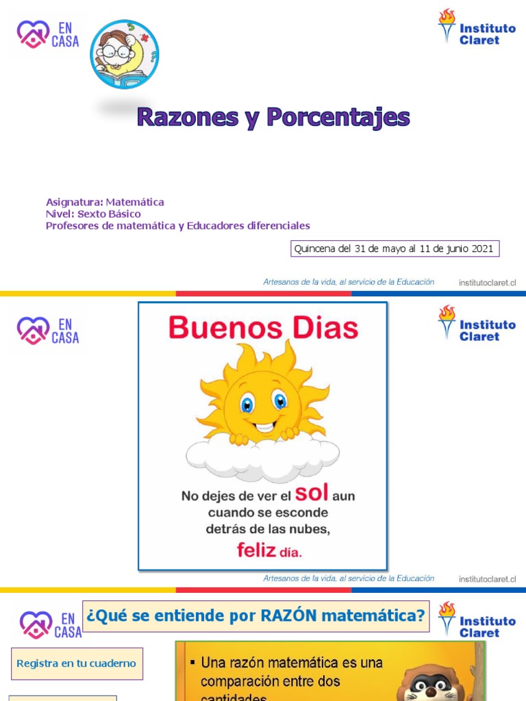Razones y Porcentajes en 6º Básico | PDF | Porcentaje | Álgebra
