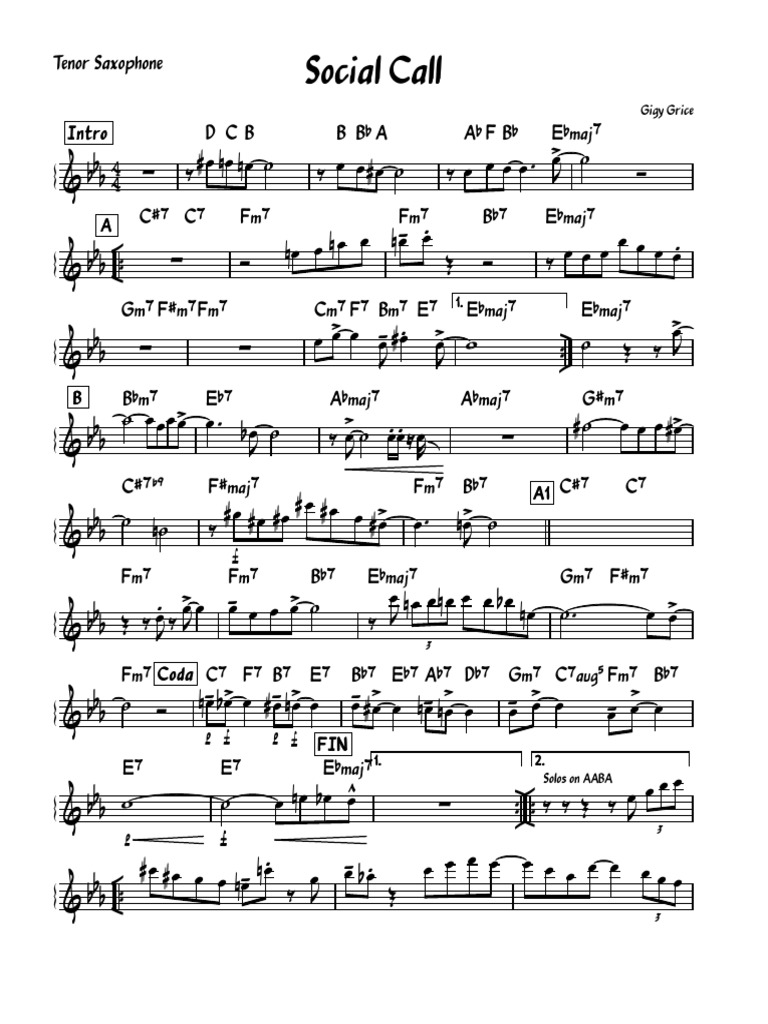 AAASocial Call Horns Voice1111-Tenor - Saxophone | PDF