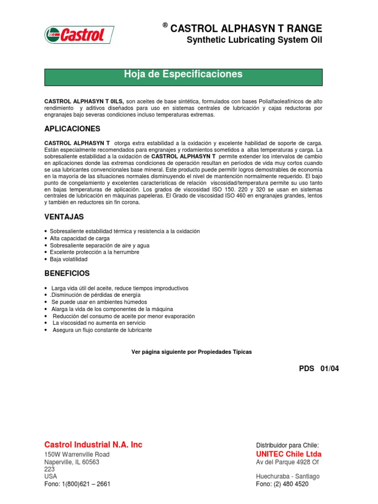 Alphasyn T 150 | PDF | Lubricante | Engranaje