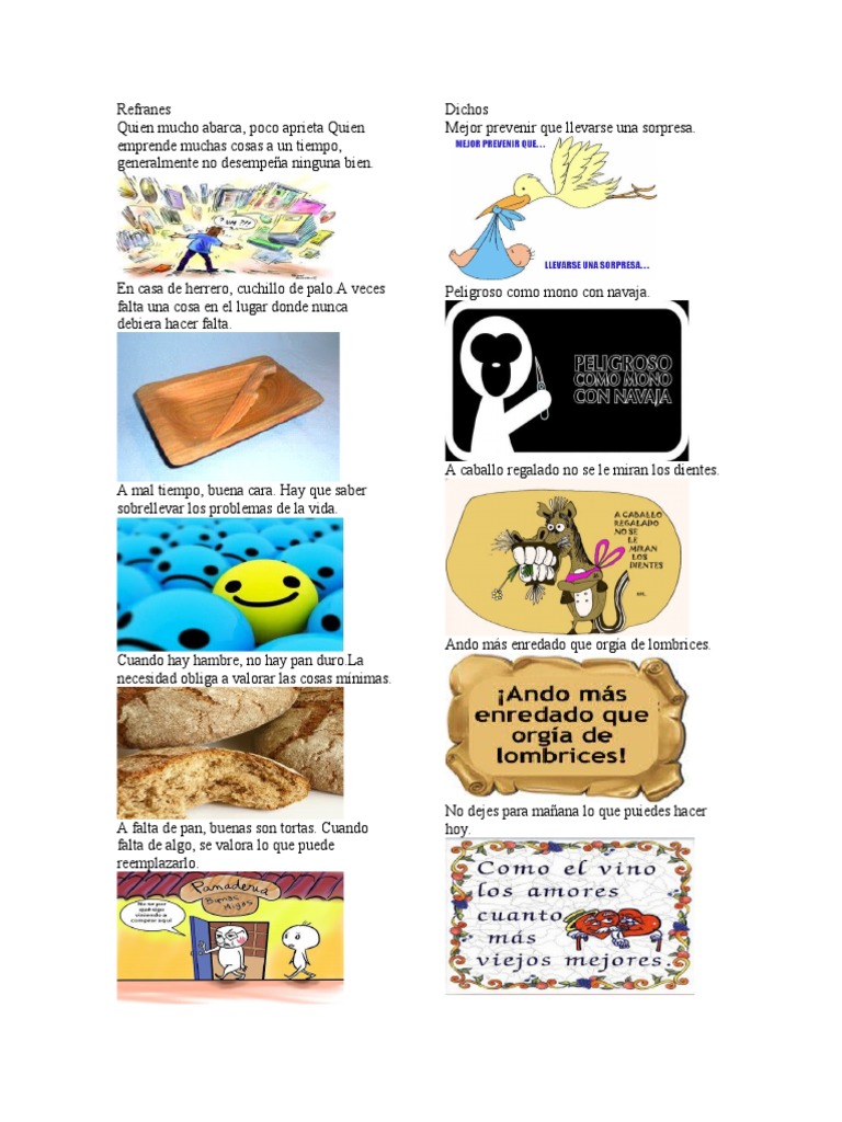 Refranes y dichos populares ilustrados | PDF | Hogar, jardinería y ...