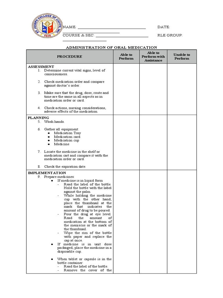 Oral Medication Administration Guide | PDF | Tablet (Pharmacy ...
