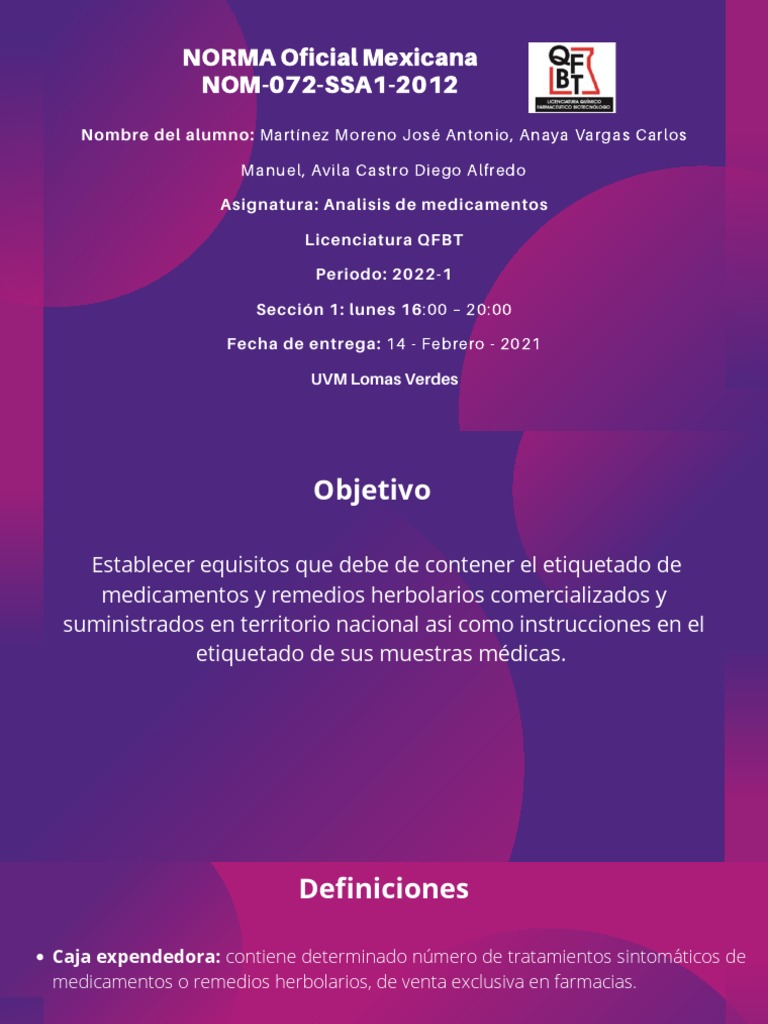 Nom 072 | PDF | Medicamentos con receta | Farmacología