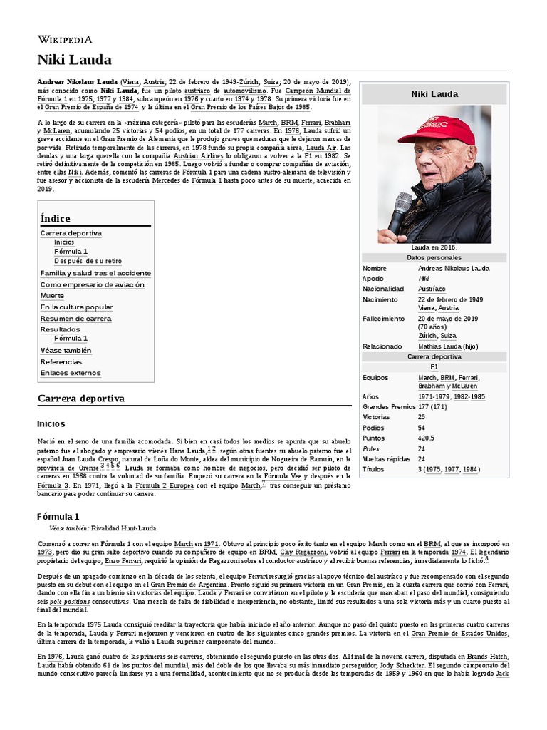 Niki Lauda | PDF | Coche | Formula Uno