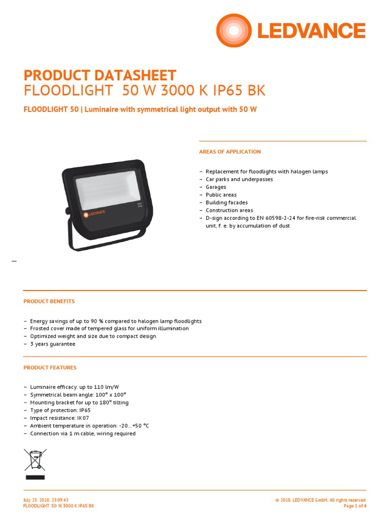 Ledvance FLOODLIGHT 50W | PDF | Lighting | Equipment
