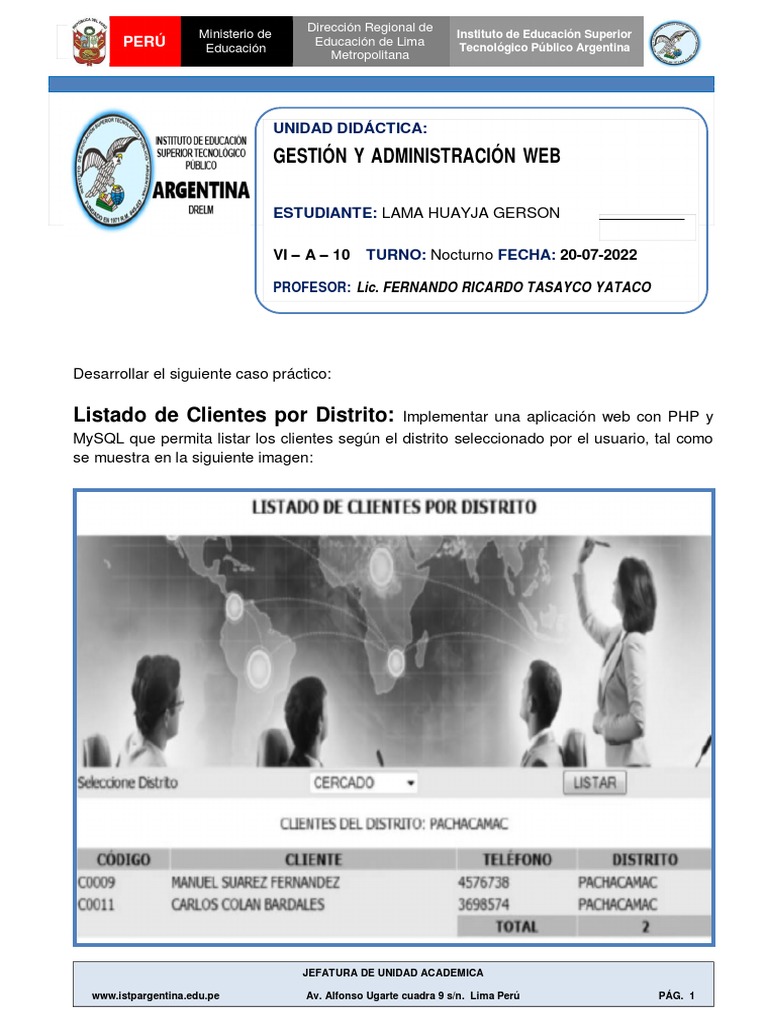 Hoja de Laboratorio - 11-Gestion y Administracion Web | PDF | Mi sql | Lima