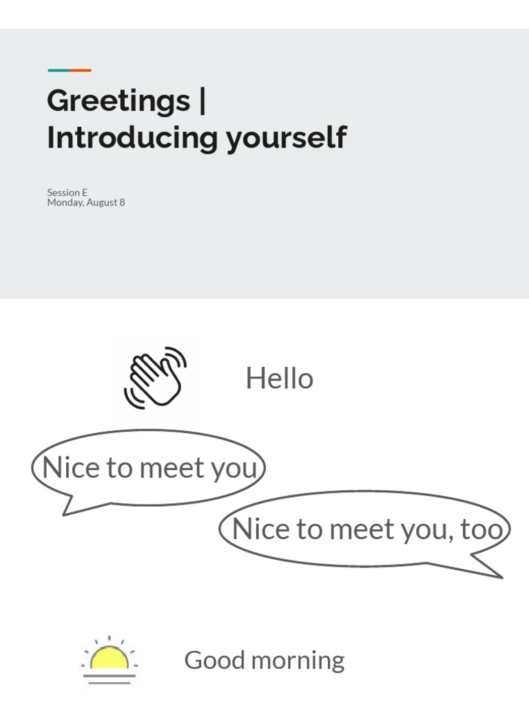 IO68 VC-E Greetings - Introducing Yourself | PDF | Language Arts ...