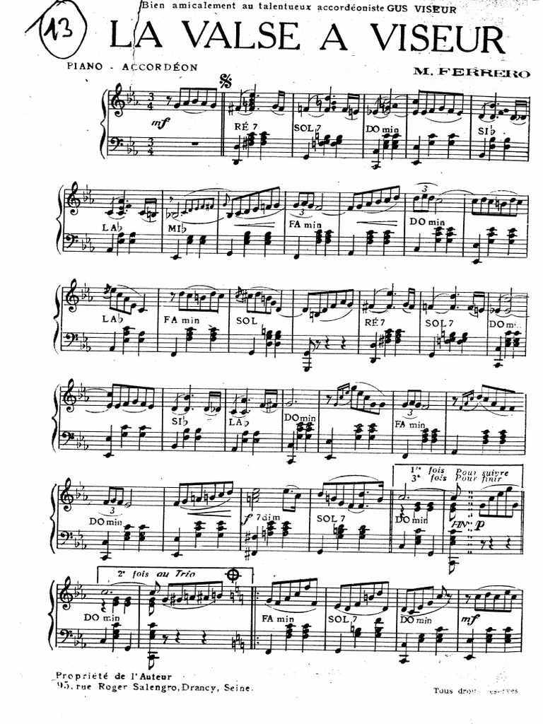 Medard Ferrero - LA VALSE A VISEUR (Complète) | PDF