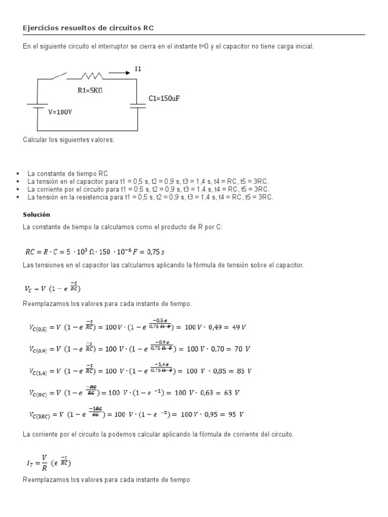 Ejercicios Resueltos de Circuitos RC | PDF
