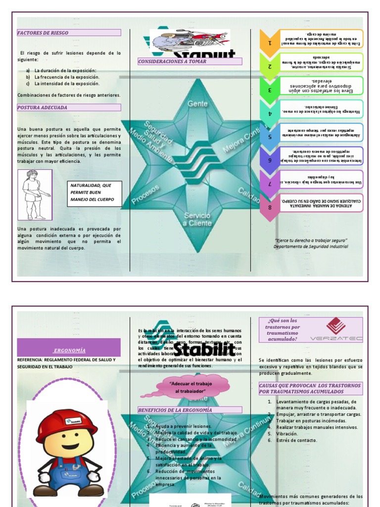 Triptico ERGONOMIA | PDF | Factores humanos y ergonomía | Ciencias de la Salud