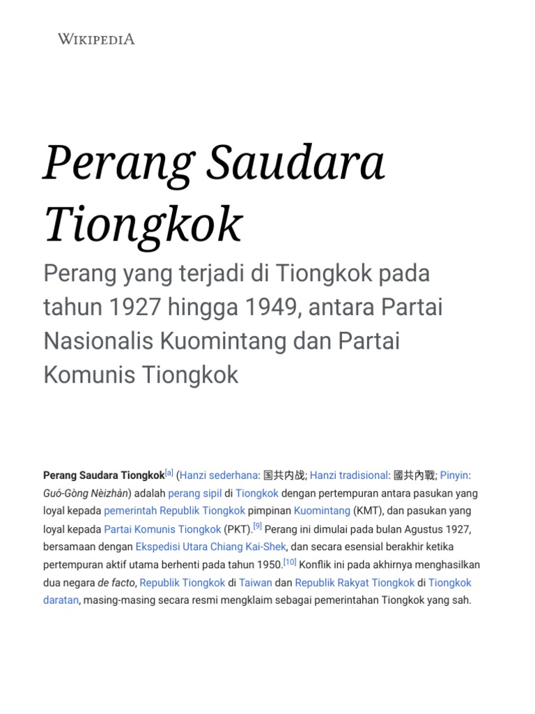 Perang Saudara Tiongkok - Wikipedia Bahasa Indonesia, Ensiklopedia ...