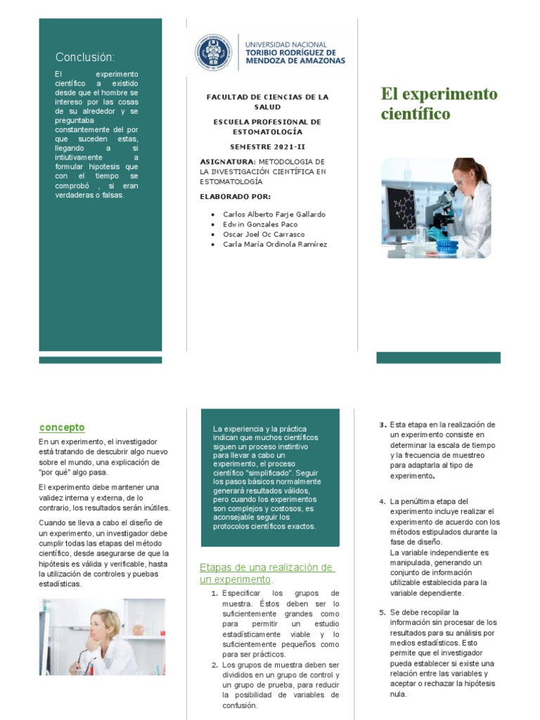 Triptico Experiemento Cientifico | PDF | Experimentar | Hipótesis