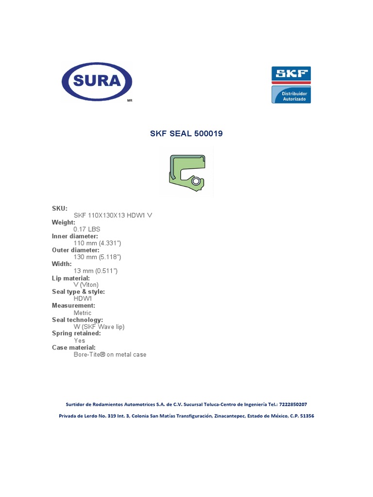 Surtidor SKF 500019 para Automotrices | PDF